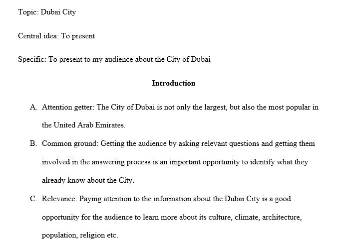 Use The Following Directions As A Guide To Write The Outline For Your